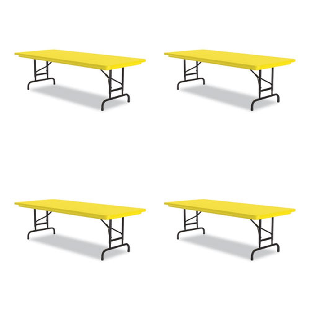 Correll Rectangular Yellow Top Adjustable Folding Table with Black Legs ...