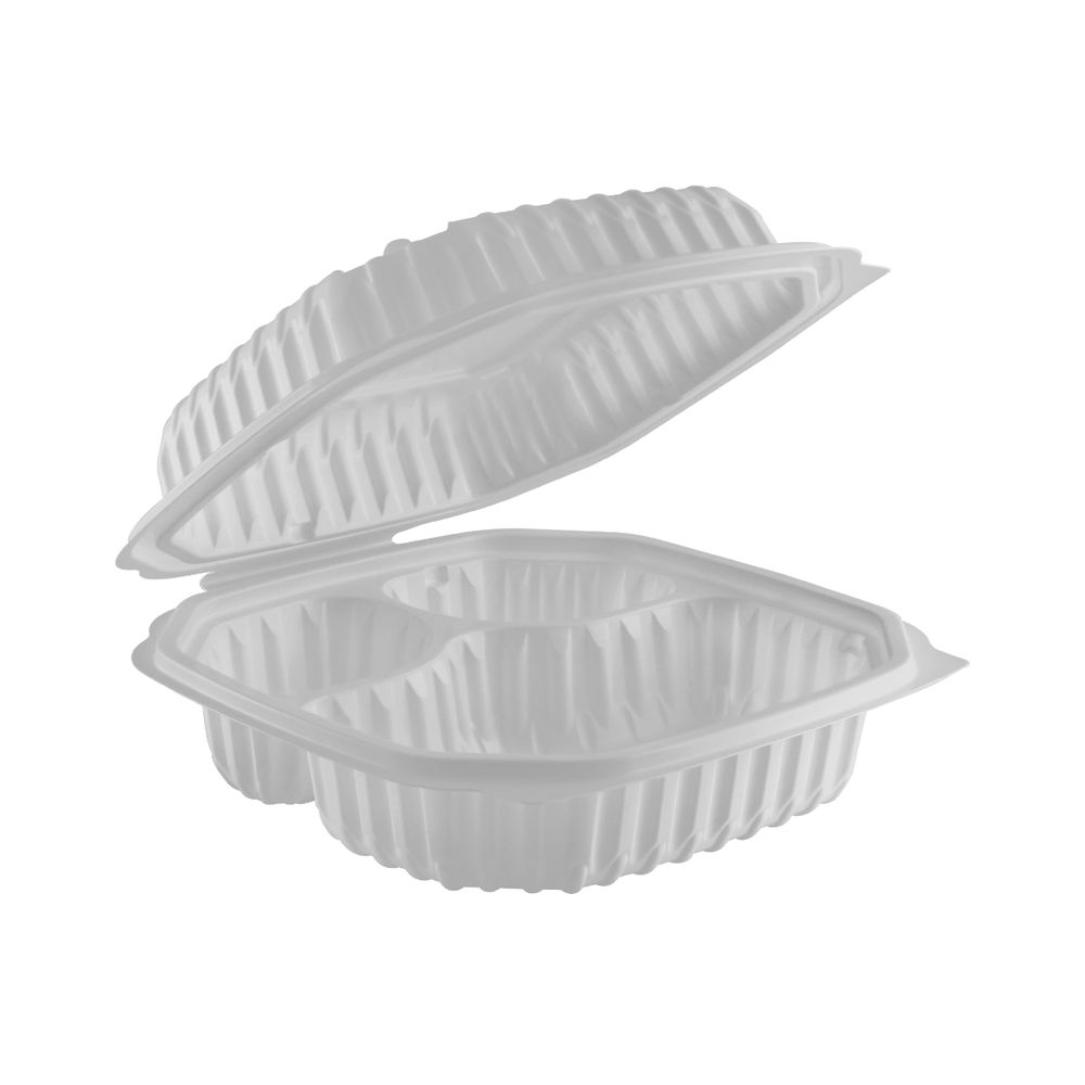Anchor Packaging Natures Best MFPP Microwavable 3 Compartment Natural Hinged Container with Lid ...