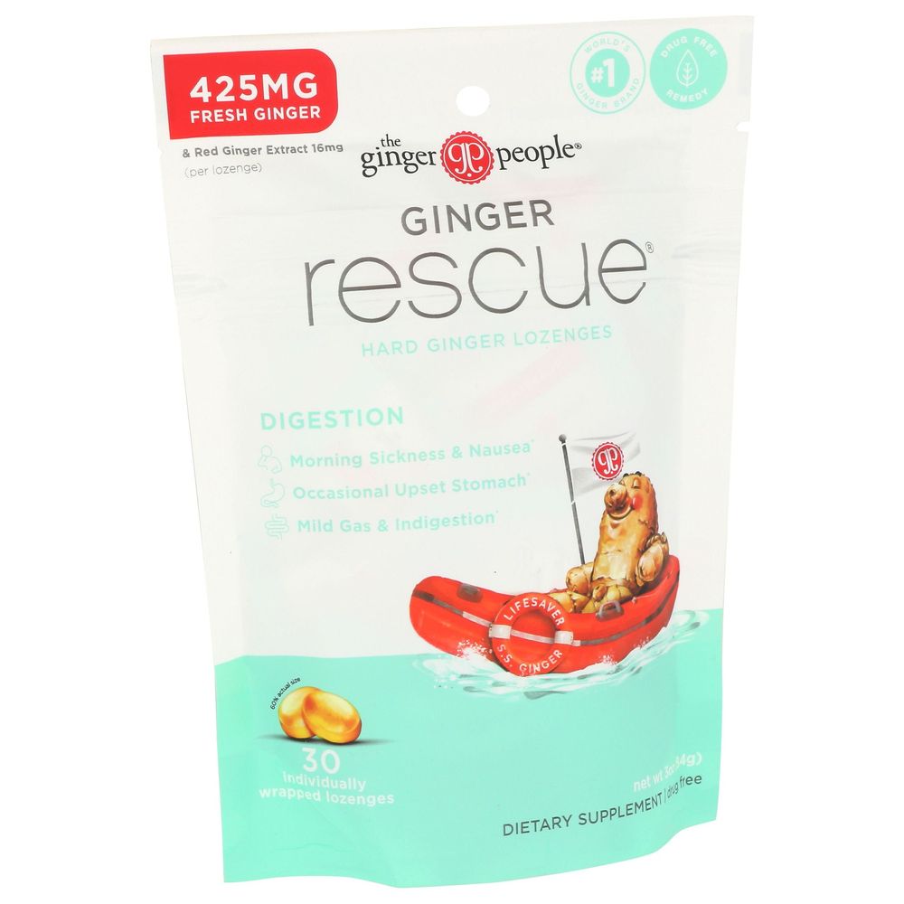 The Ginger People Ginger Rescue Digestive Hard Wellness Lozenges, 3 ...