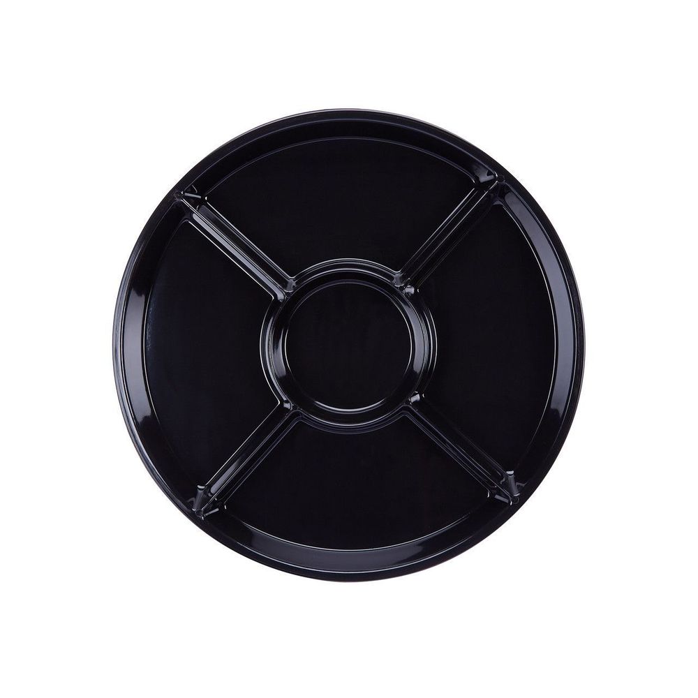 WNA CheckMate Black Round 5 Compartment Polystyrene Tray, 12 inch -- 18 ...
