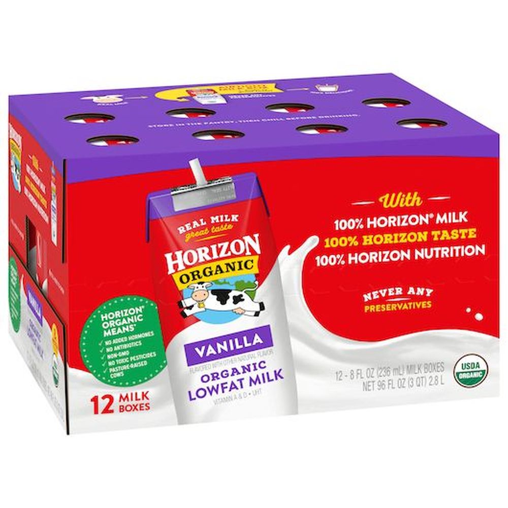 Horizon Organic 1 Percent Low Fat Vanilla Milk, 8 Fluid Ounce Aseptic ...