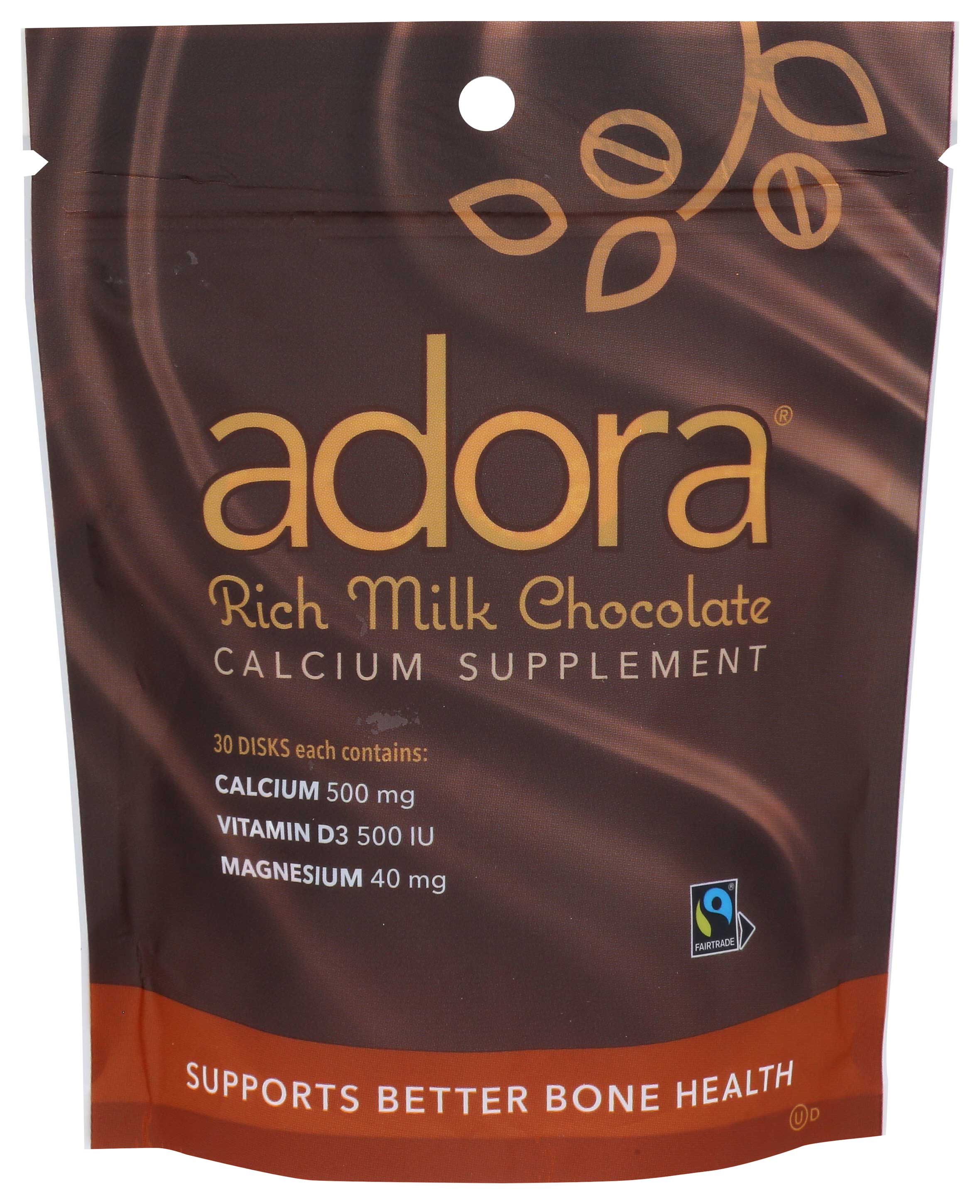 Adora Organic Milk Chocolate Calcium Supplement Disk - 30 count per ...