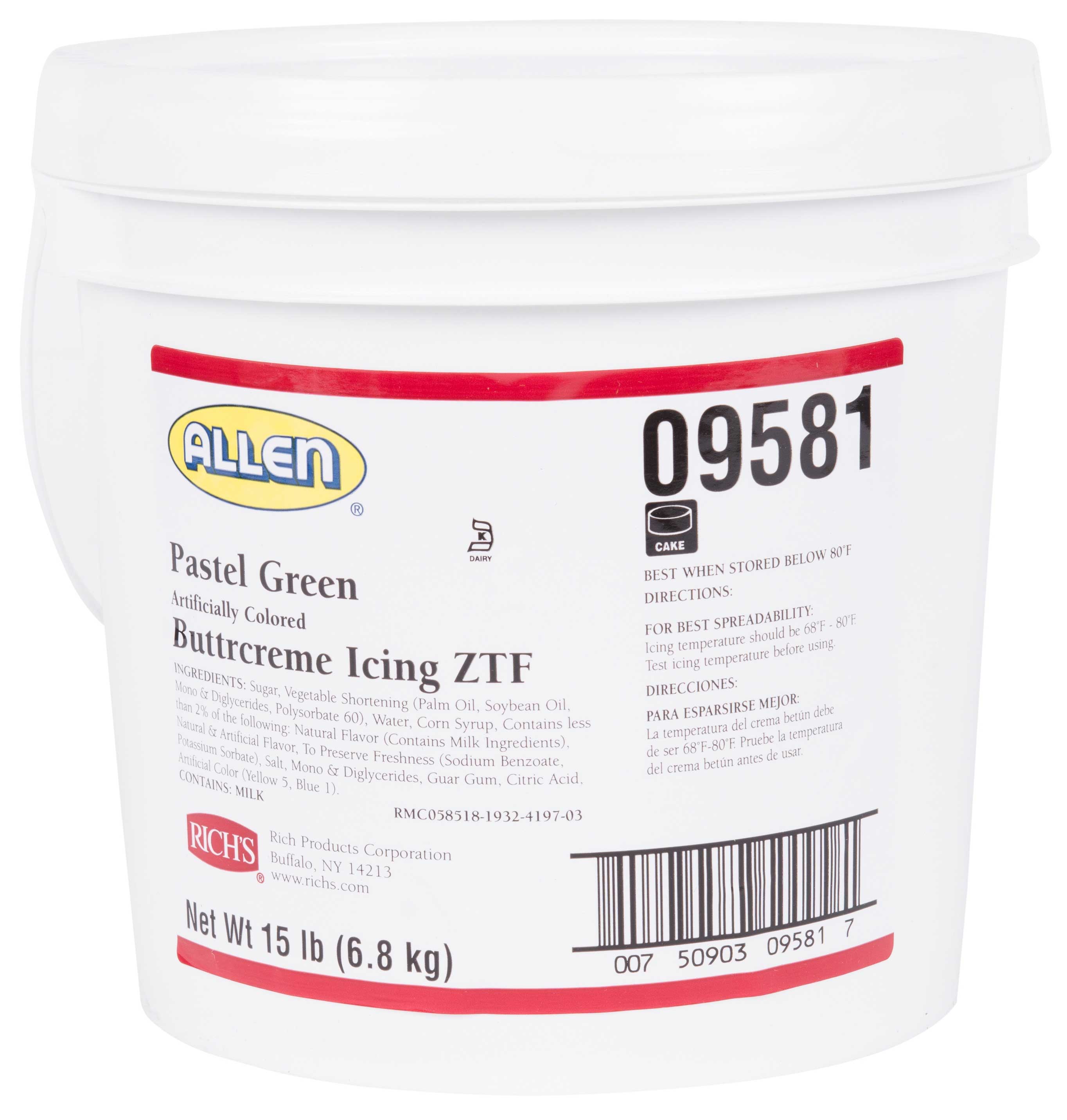 Allen Pastel Green Artificially Colored Buttercreme Icing, 15 Pound