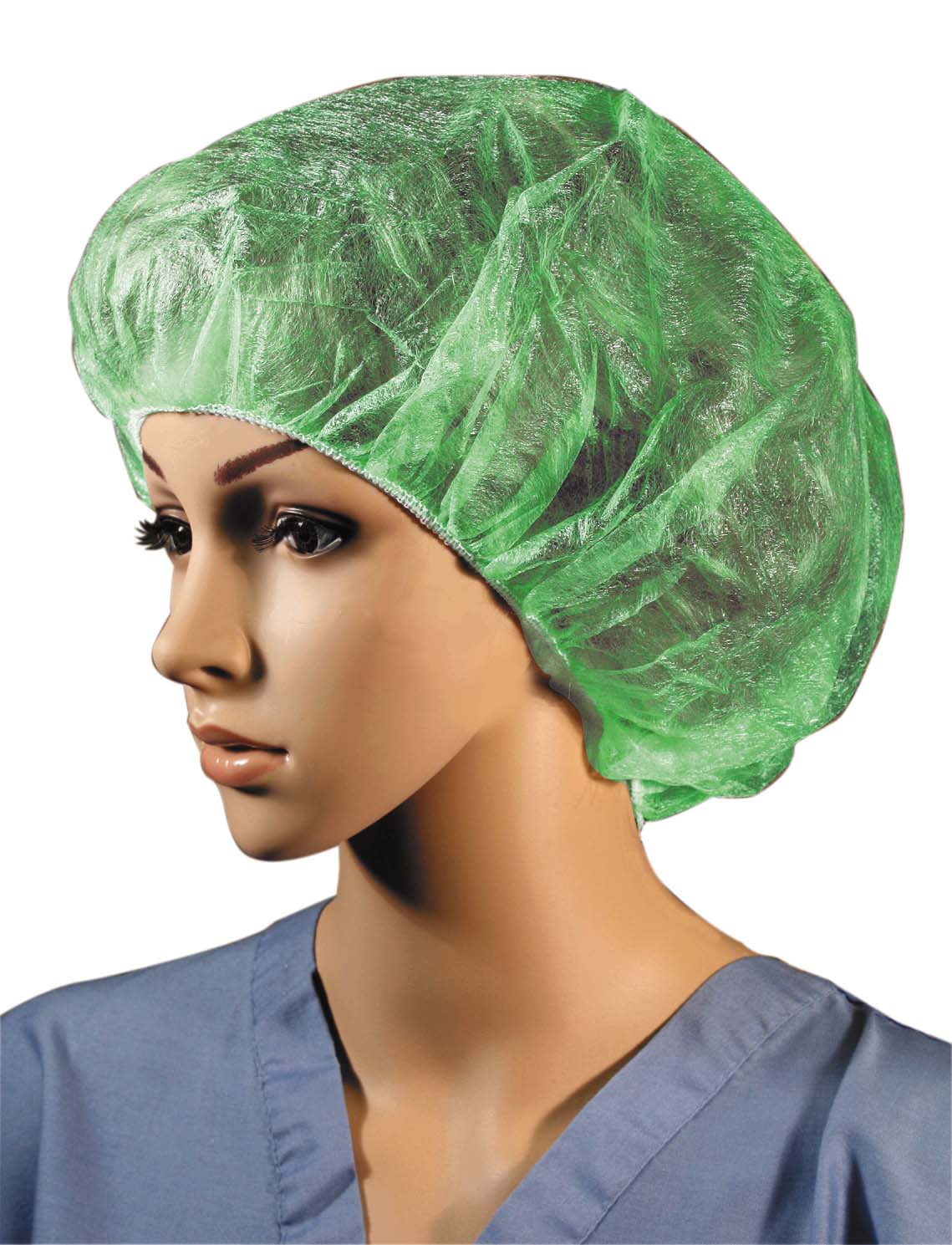 Cellucap Flat Pack Style Hand Sewn Green Bouffant Cap, 18 inch -- 1000 ...