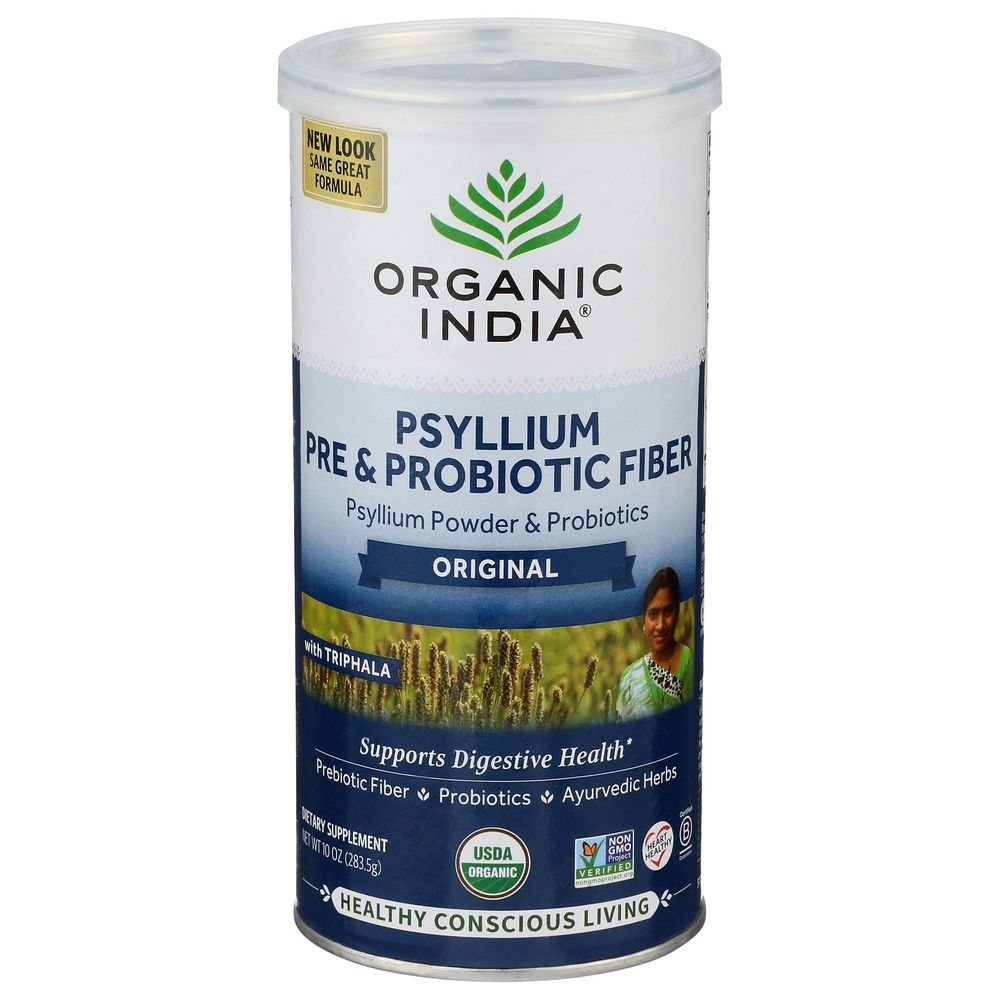Organic India Original Psyllium Pre and Probiotic Fiber Powder, 10 Ounce