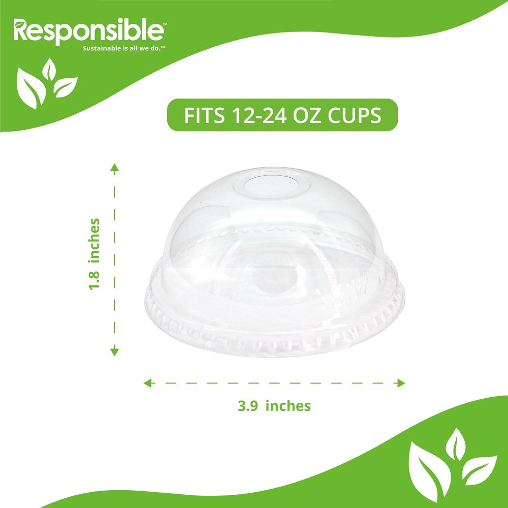 Responsible Products PET Flat Lid for 12-24 Ounce Cup -- 1000 per case