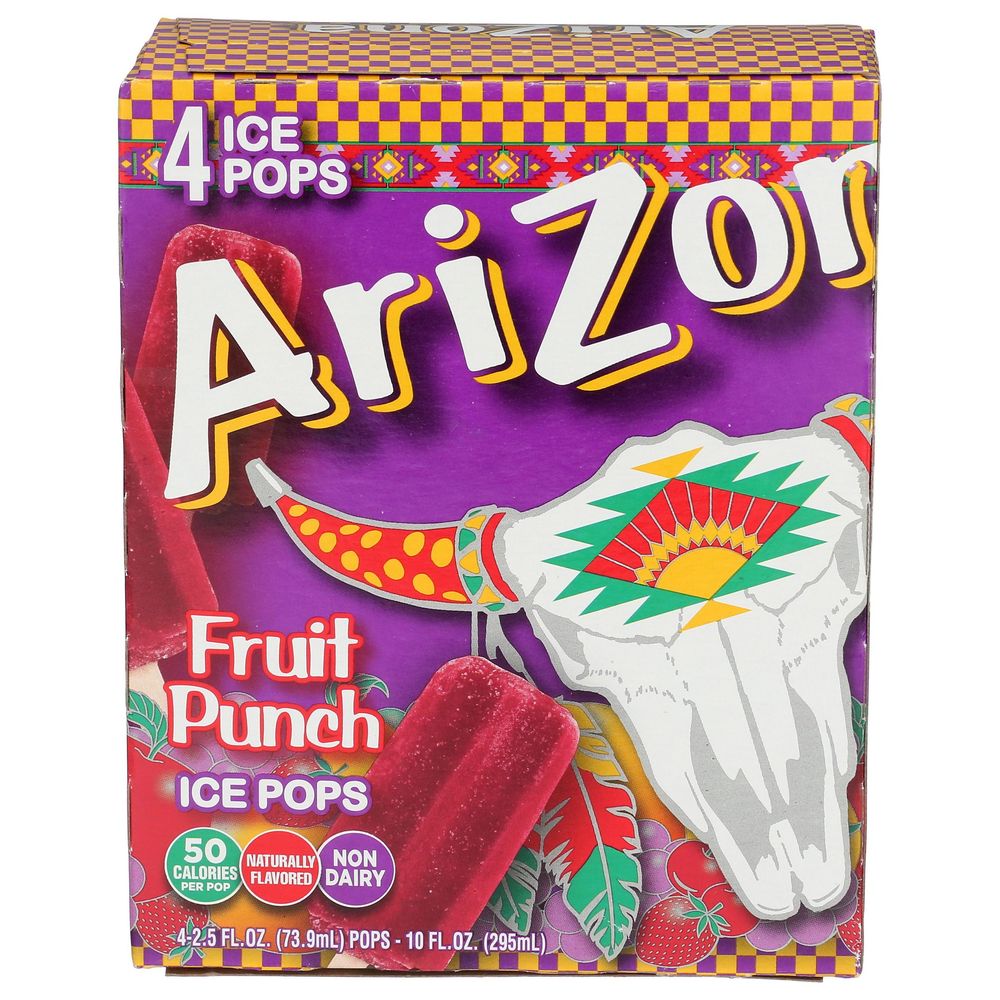 Arizona 2.5 Ounce Fruit Punch Ice Pops, 4 count -- 6 per case