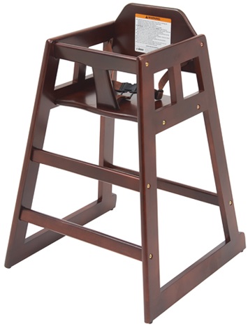 Winco Assembled Knocked Down Mahogany Wooden Stacking High Chair