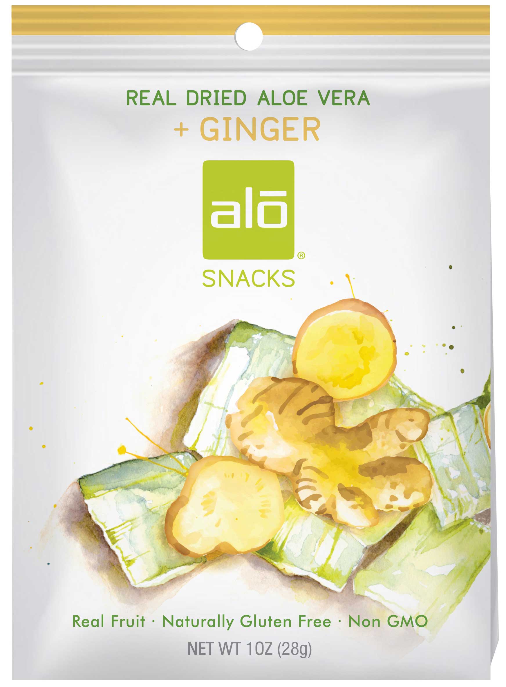 Alo Dried Aloe Vera Plus Ginger Fruit Snacks, 1 Ounce -- 72 per case