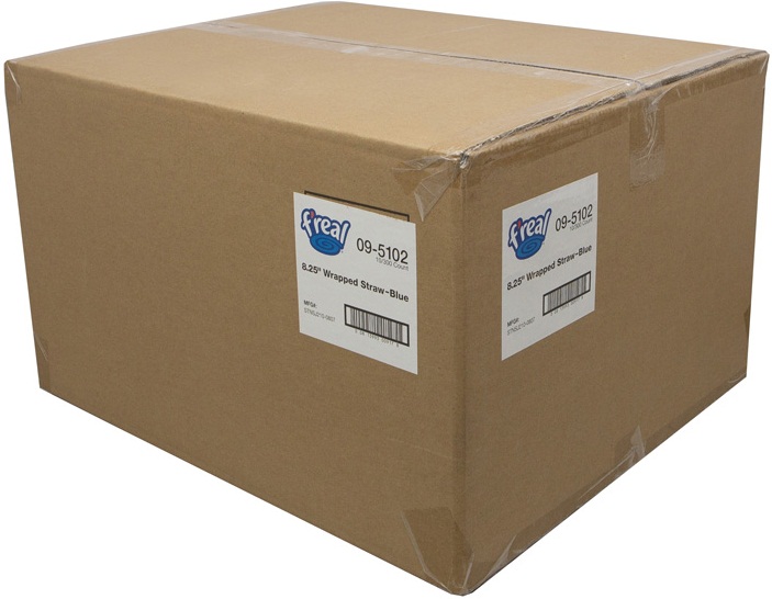 Amercare F Real Blue Poly Wrapped Giant Straw Case | FoodServiceDirect