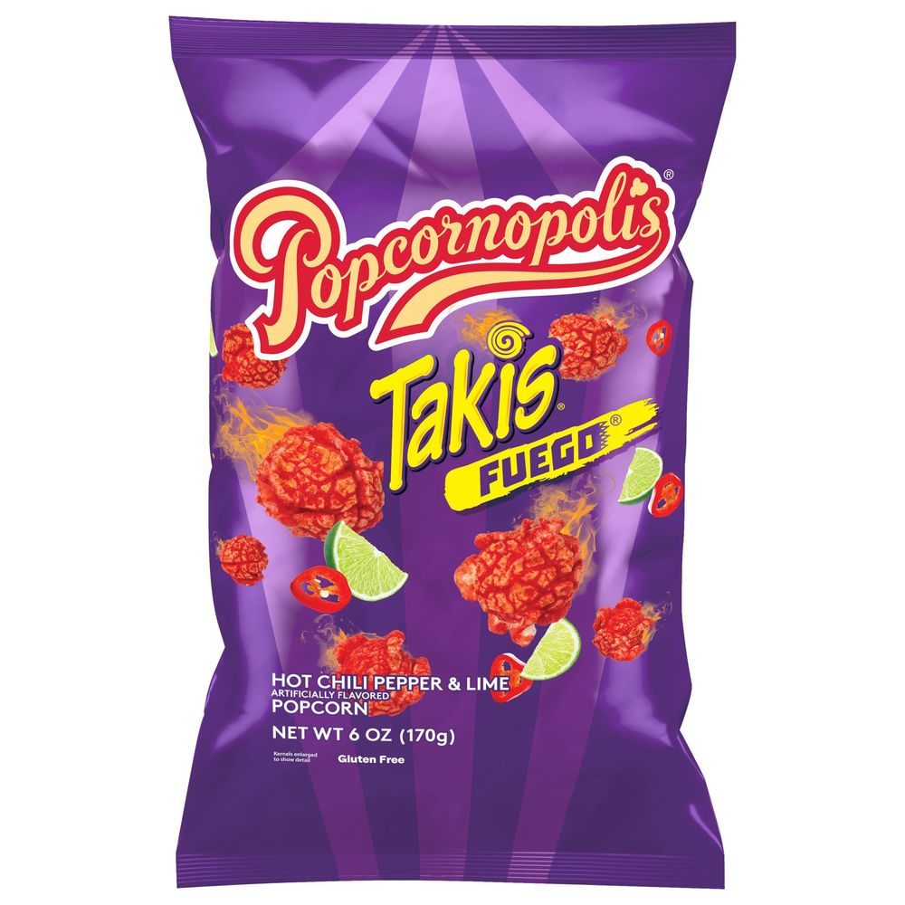 Popcornopolis Fuego Takis Hot Chili Pepper and Lime Popcorn, 6 Ounce ...