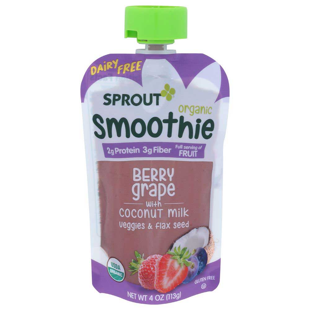Sprout Organic Berry Grape with Coconut Milk Smoothie, 4 Ounce -- 6 per ...