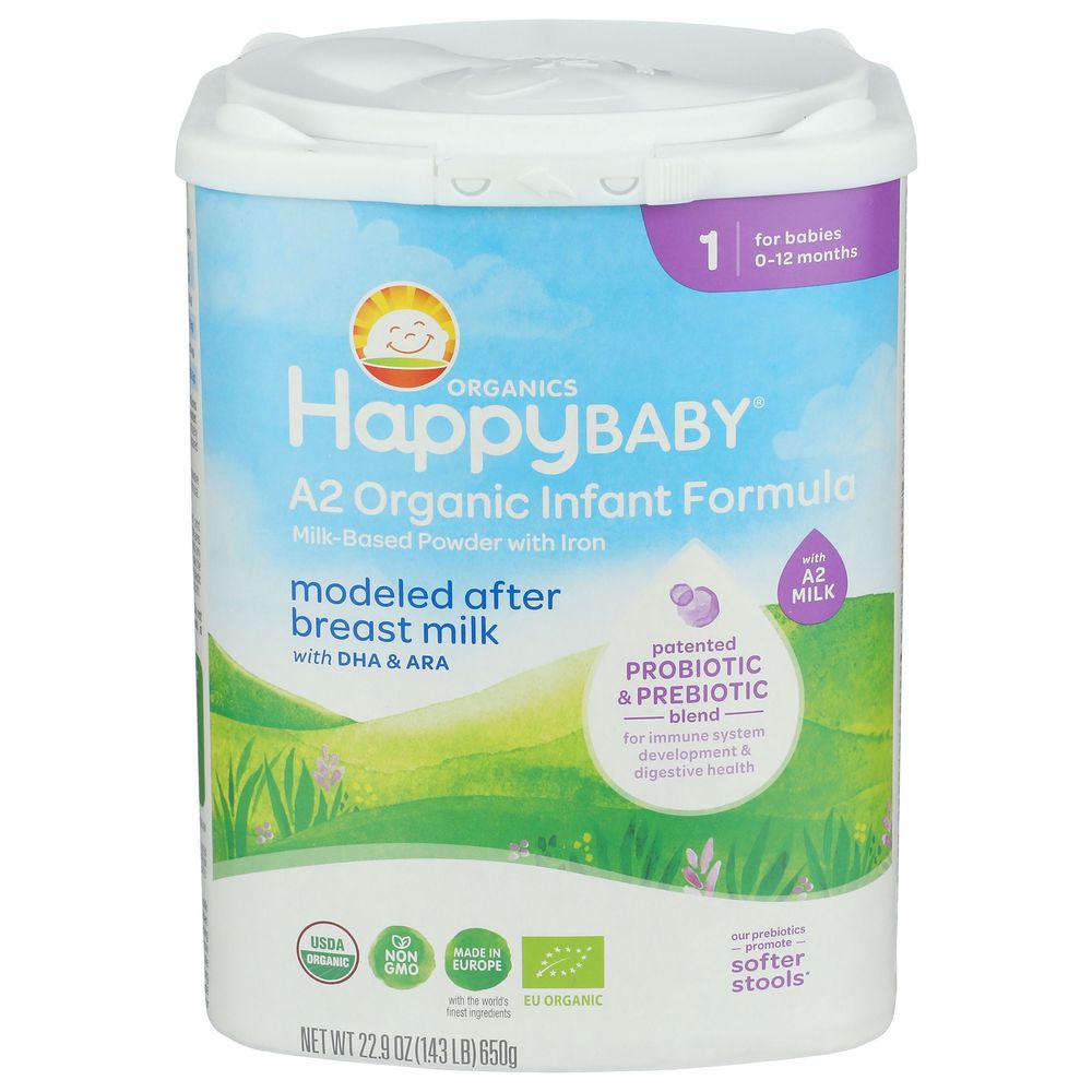 Happy Baby Organic Stage 1 A2 Infant Formula, 22.9 Ounce -- 6 per case
