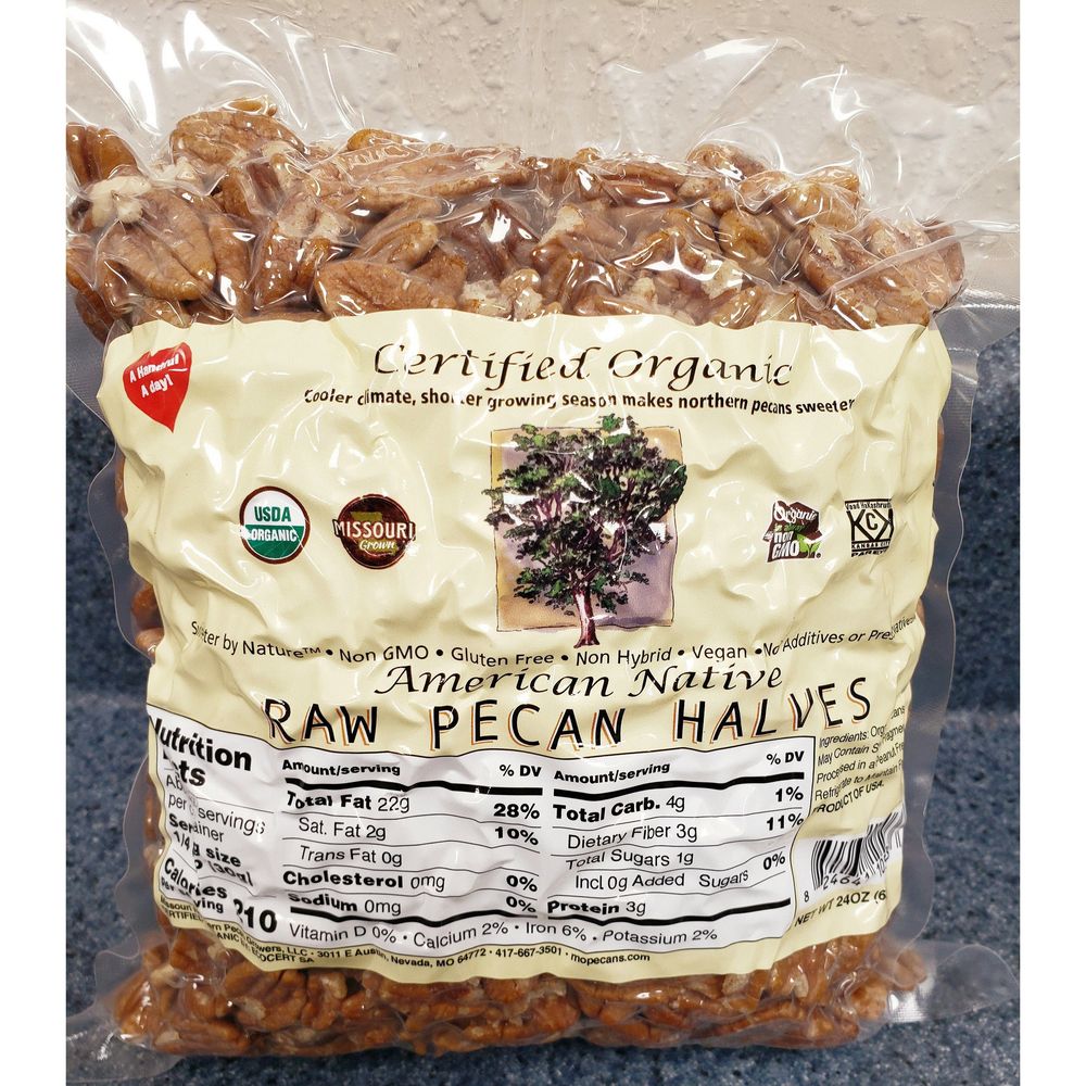 American Native Certified Organic Missouri Pecans - Fancy Halves, 24 ...