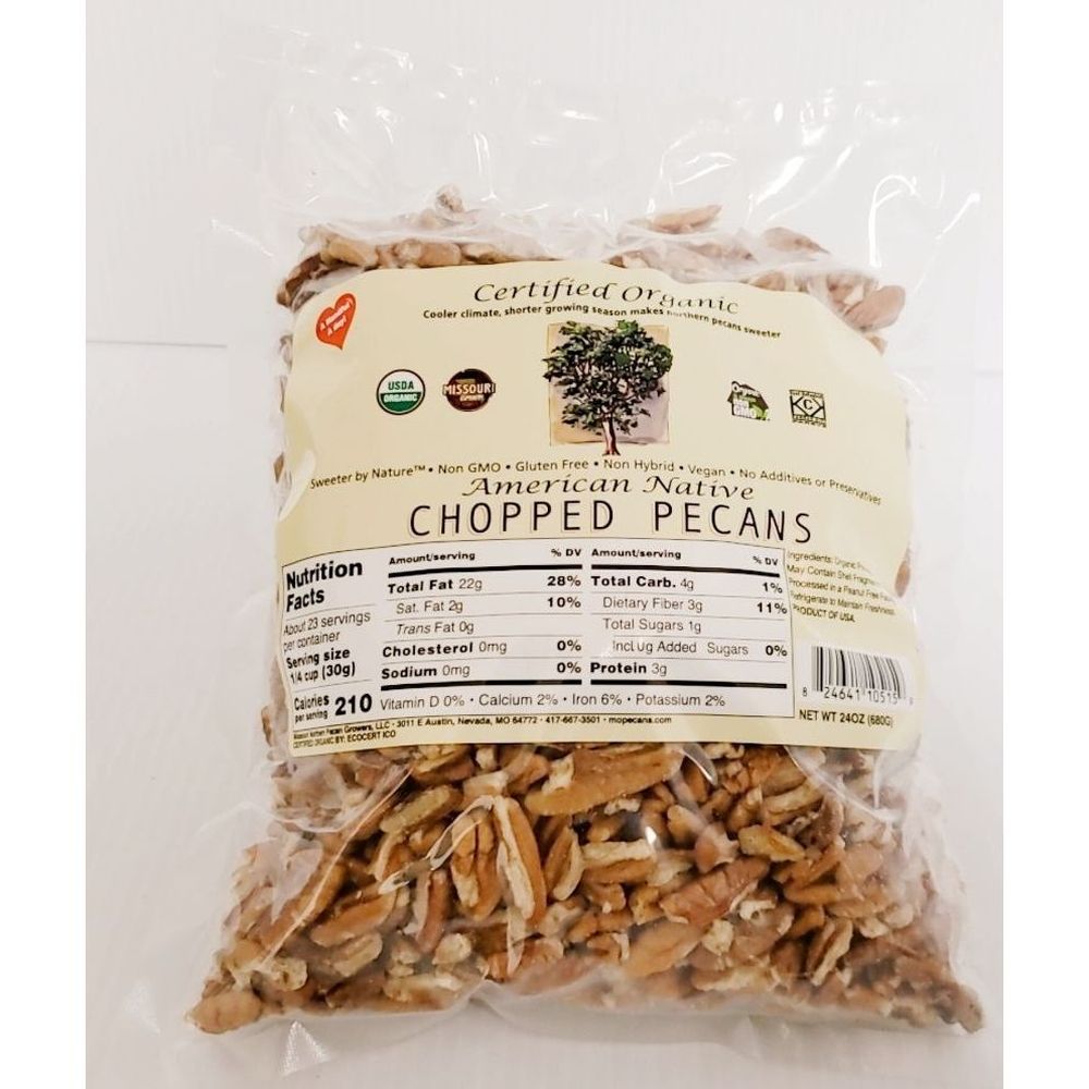American Native Certified Organic Missouri Pecans - Chopped Pecans, 24 ...