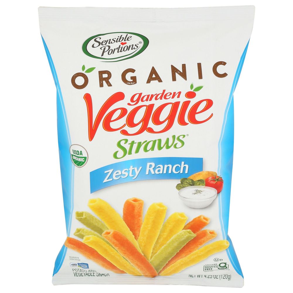 Sensible Portions Organic Zesty Ranch Garden Veggie Straws, 4.25 Ounce ...