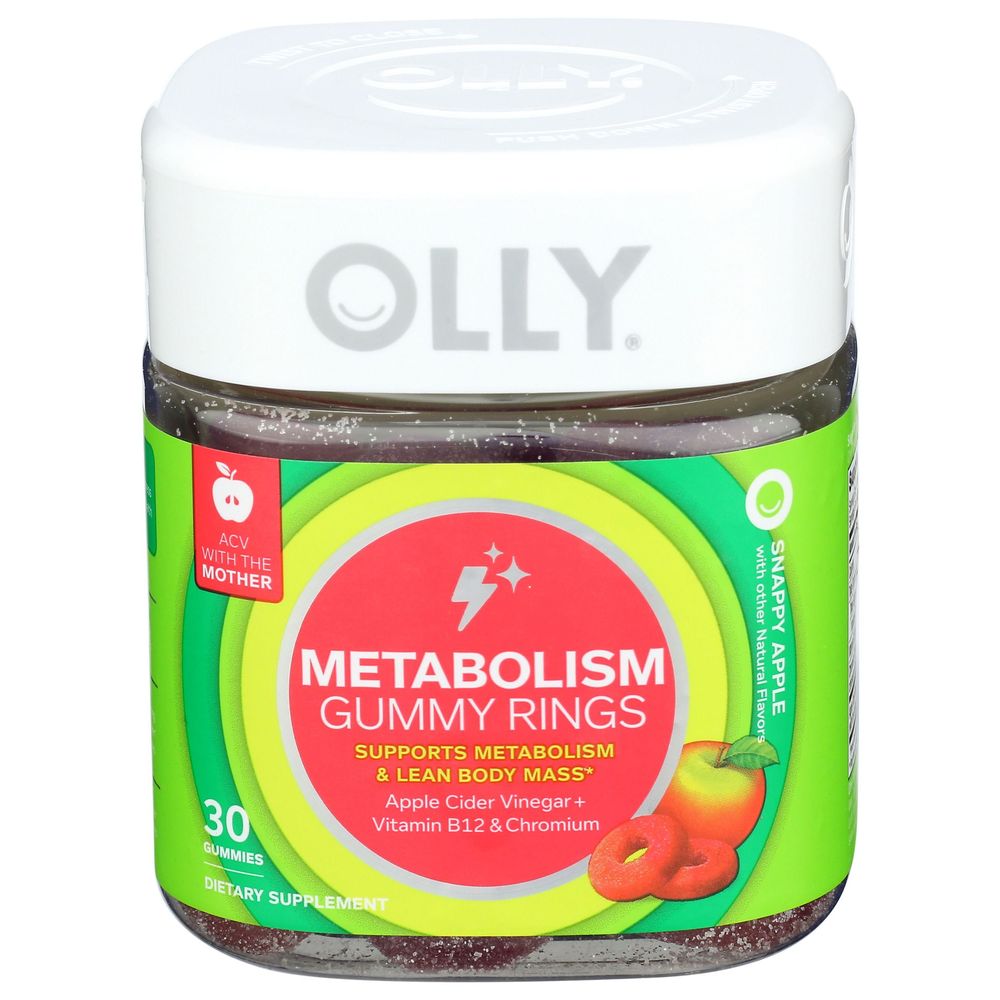 Olly Snappy Apple Metabolism Gummy Rings, 30 count