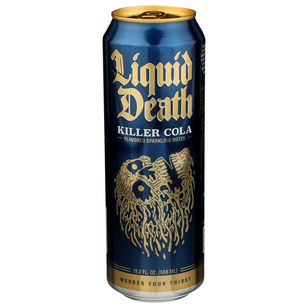 Liquid Death Killer Cola Flavored Sparkling Water, 19.2 Fluid Ounce ...