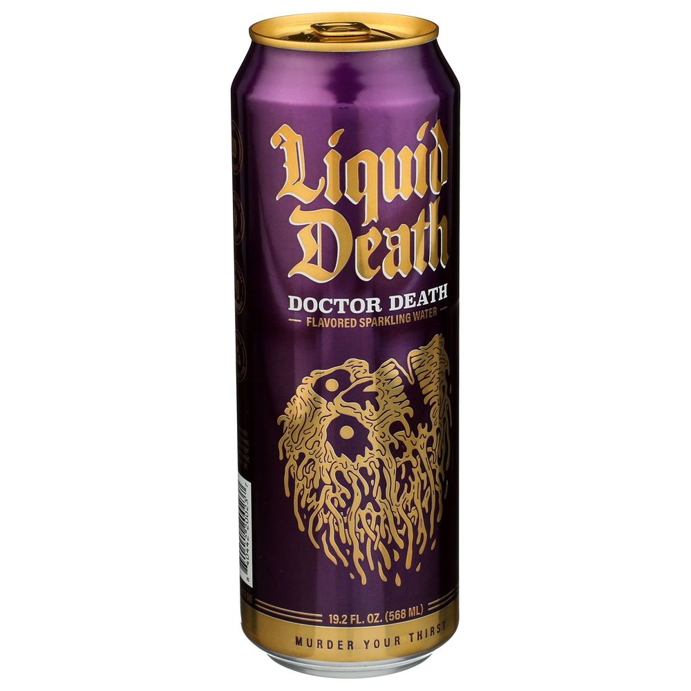 Liquid Death Doctor Death Flavored Sparkling Water, 19.2 Fluid Ounce ...
