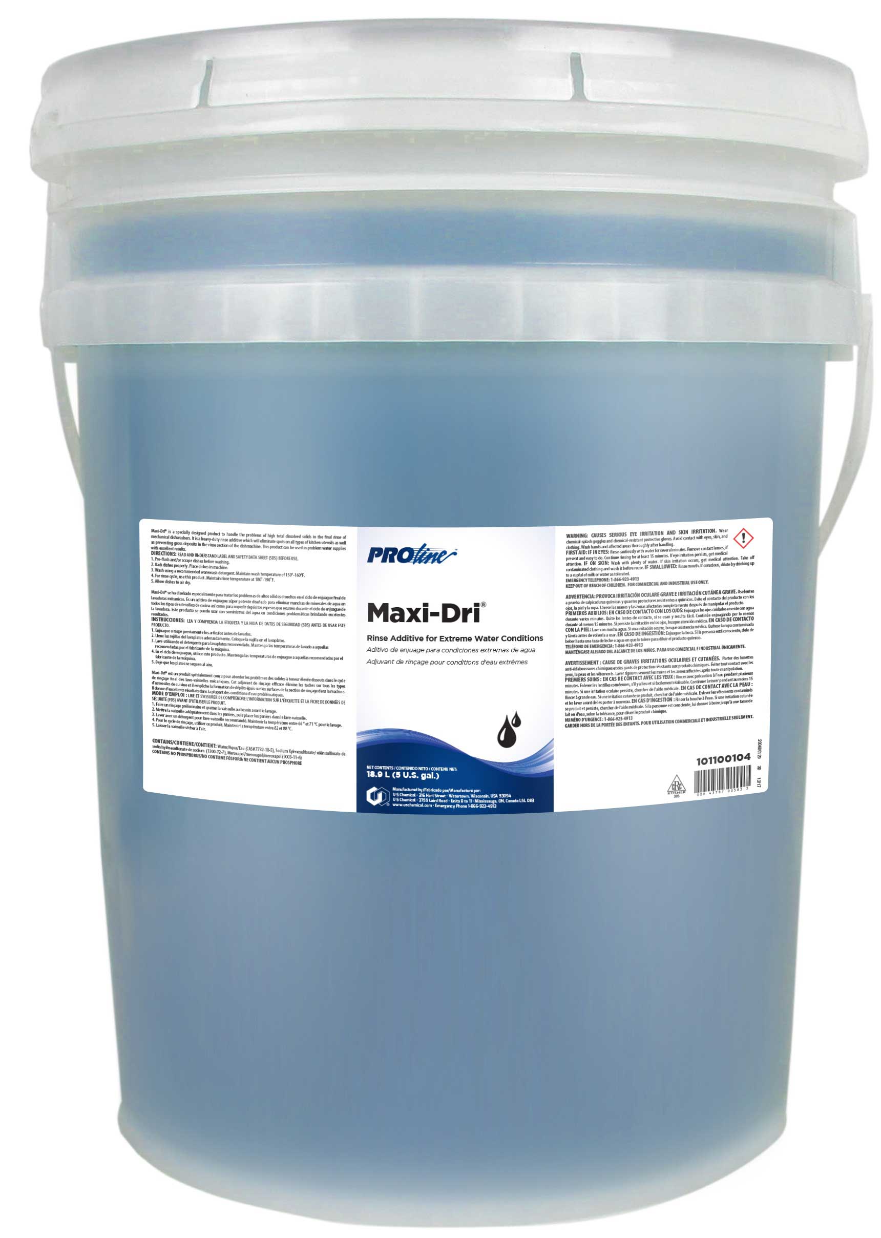 Proline Maxi Dri Warewash Rinse Additive, 5 Gallon.