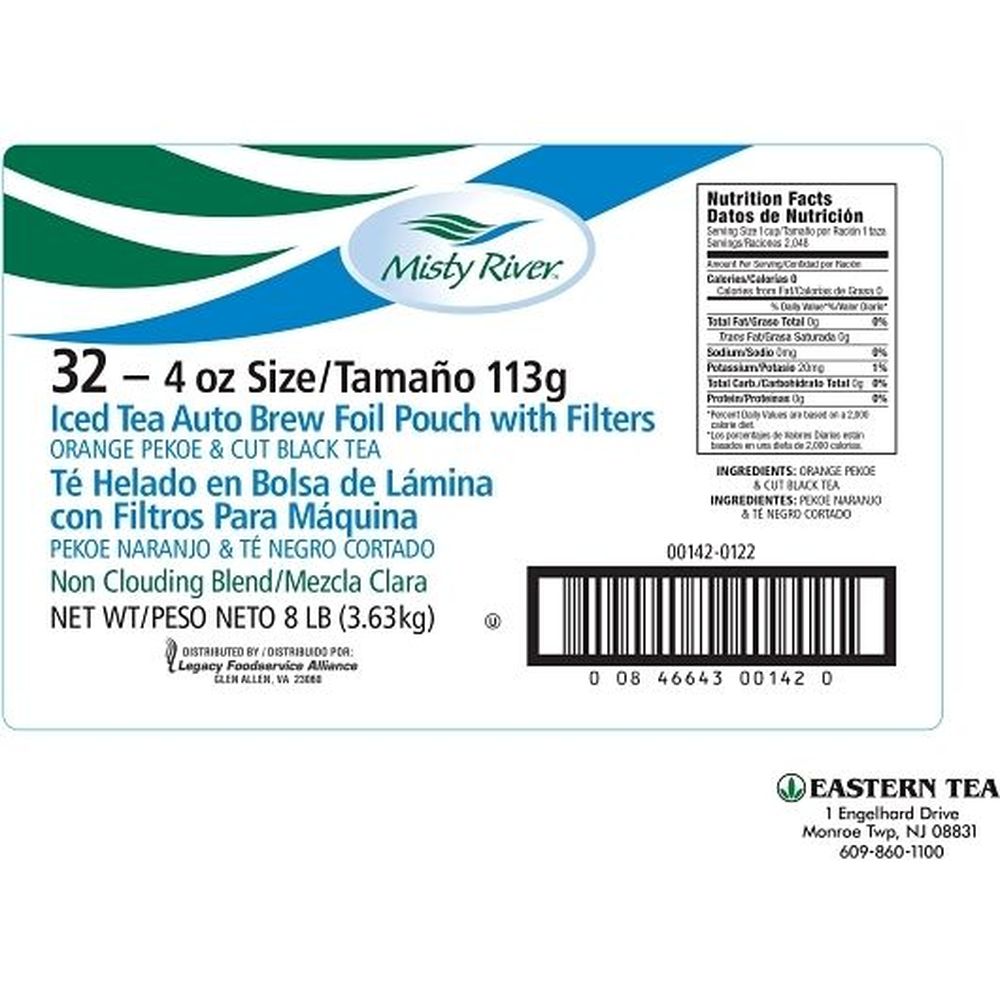 Misty River Iced Tea Bag - Auto Brew Foil Pouch with Filter, 4 Ounce ...