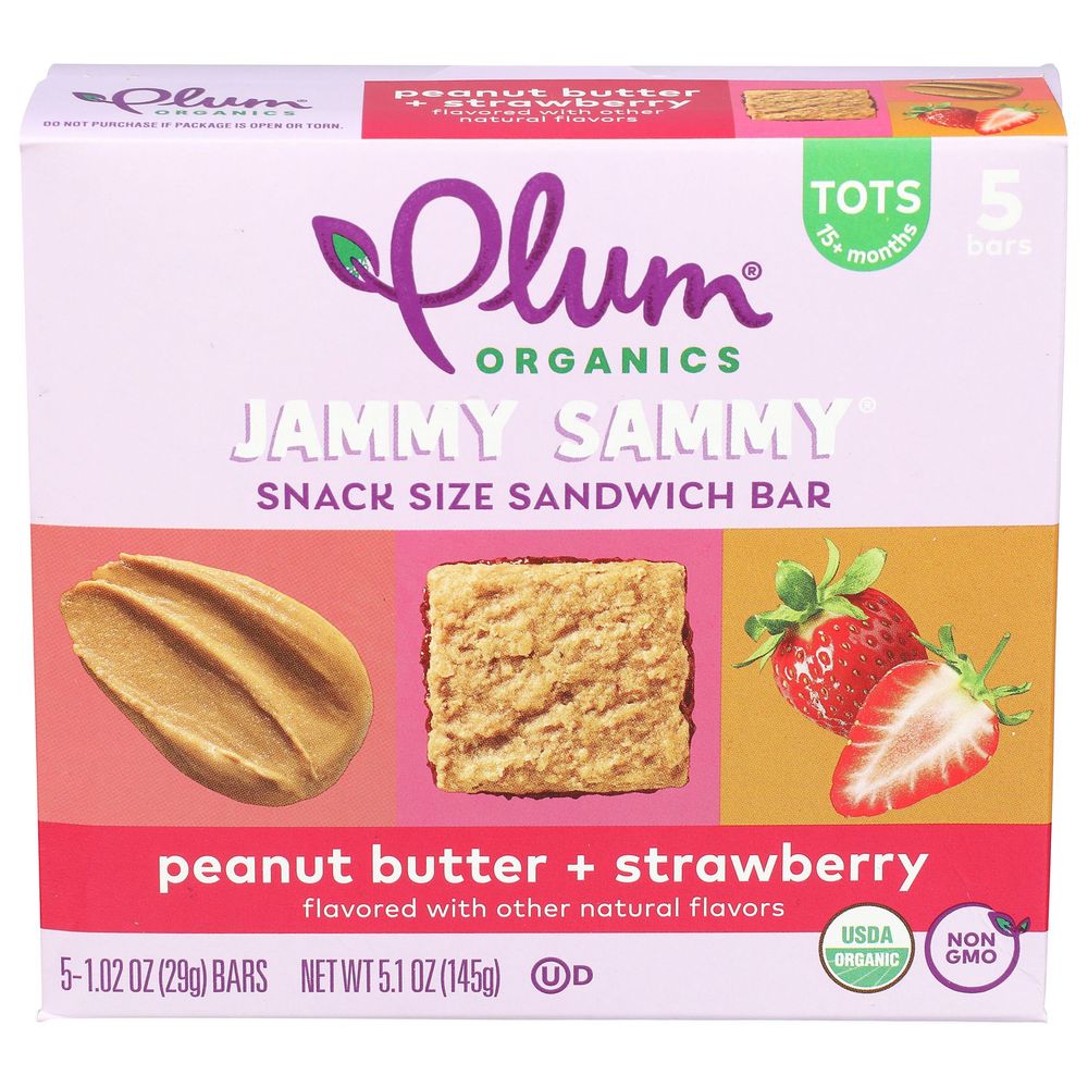 Plum Organics 1.02 Ounce Peanut Butter plus Strawberry Jammy Sammy ...
