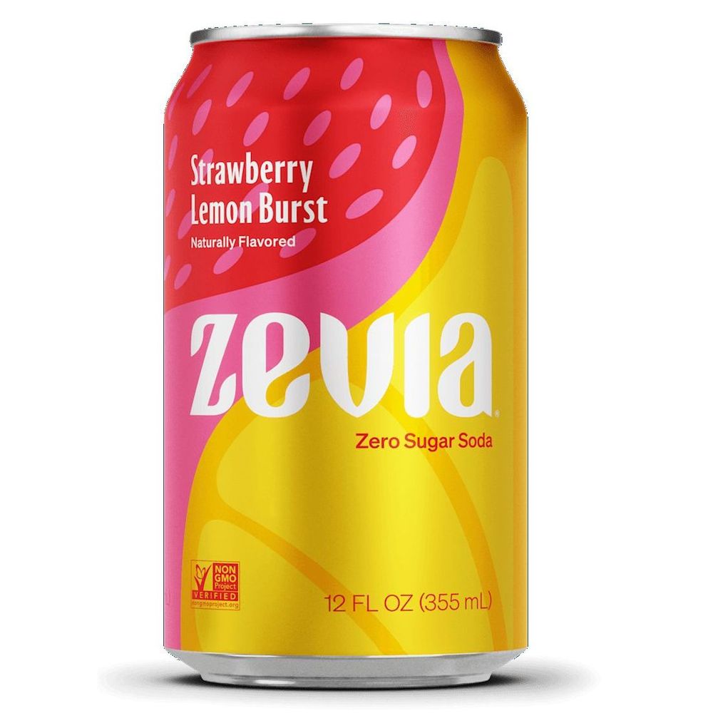 Zevia Strawberry Lemon Burst Sleek Zero Sugar Soda, 12 Fluid Ounce ...