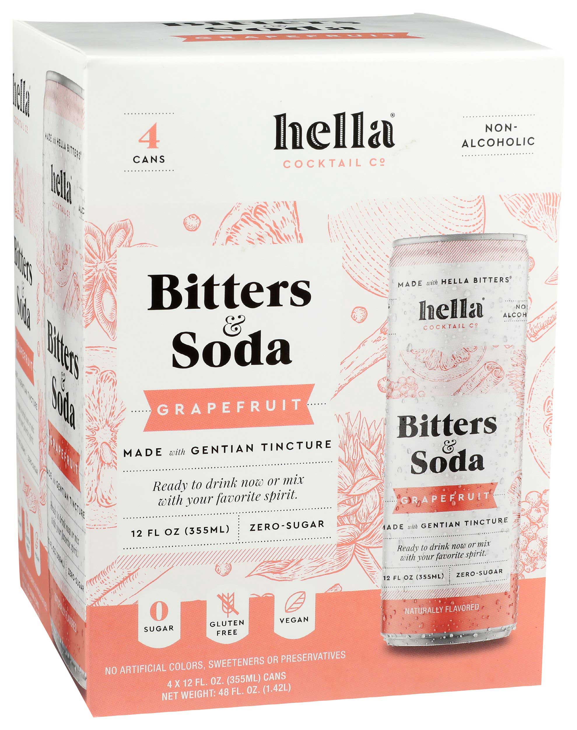 Hella Cocktail Grapefruit Bitters and Soda, 12 Fluid Ounce, 4 count ...