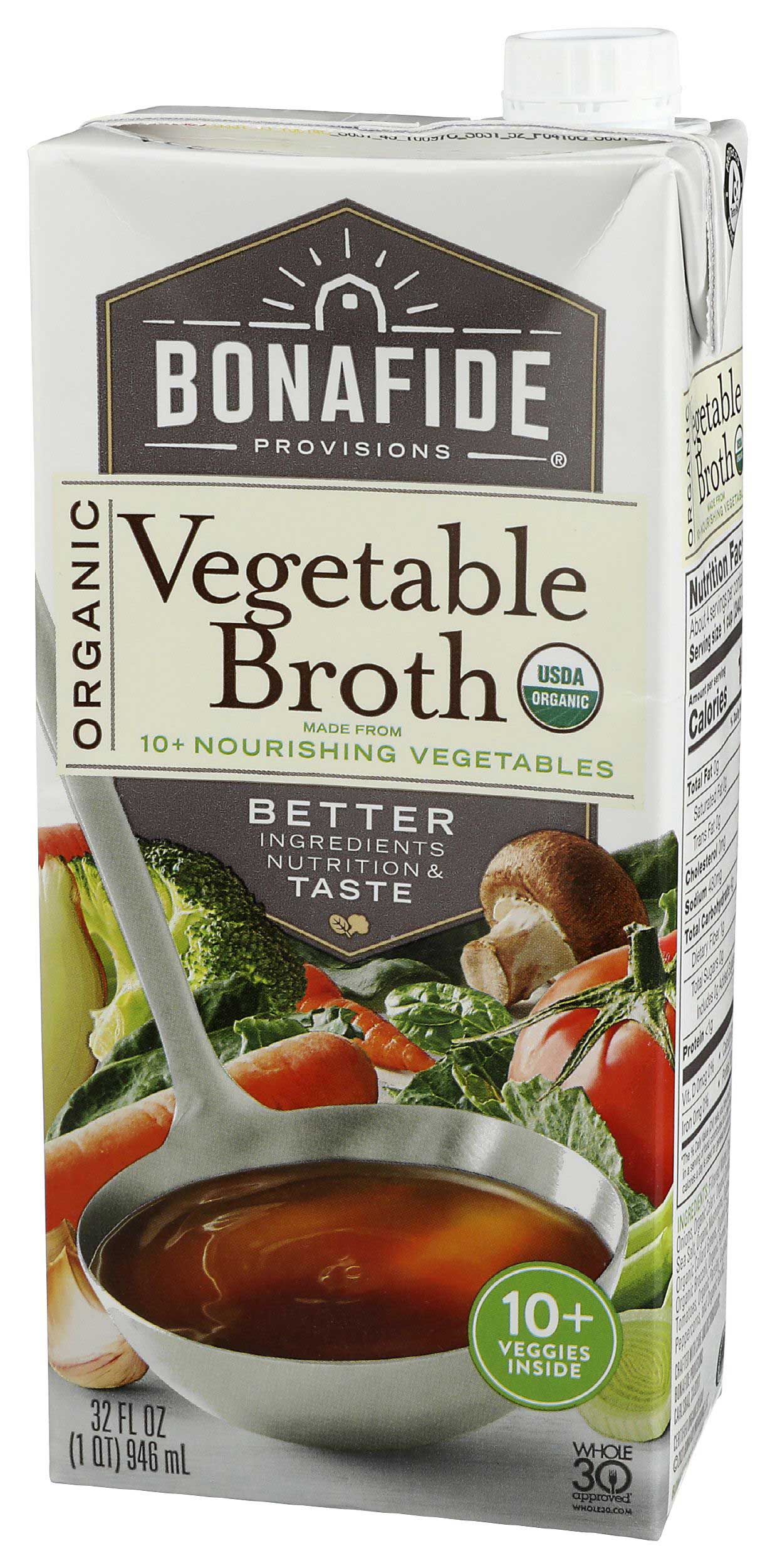 Bonafide Provisions Organic Vegetable Broth, 32 Ounce -- 6 per case