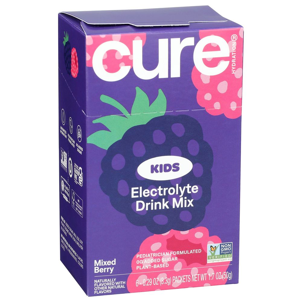 Cure Kids Mixed Berry Hydrating Electrolyte Drink Mix, 1.7 Ounce