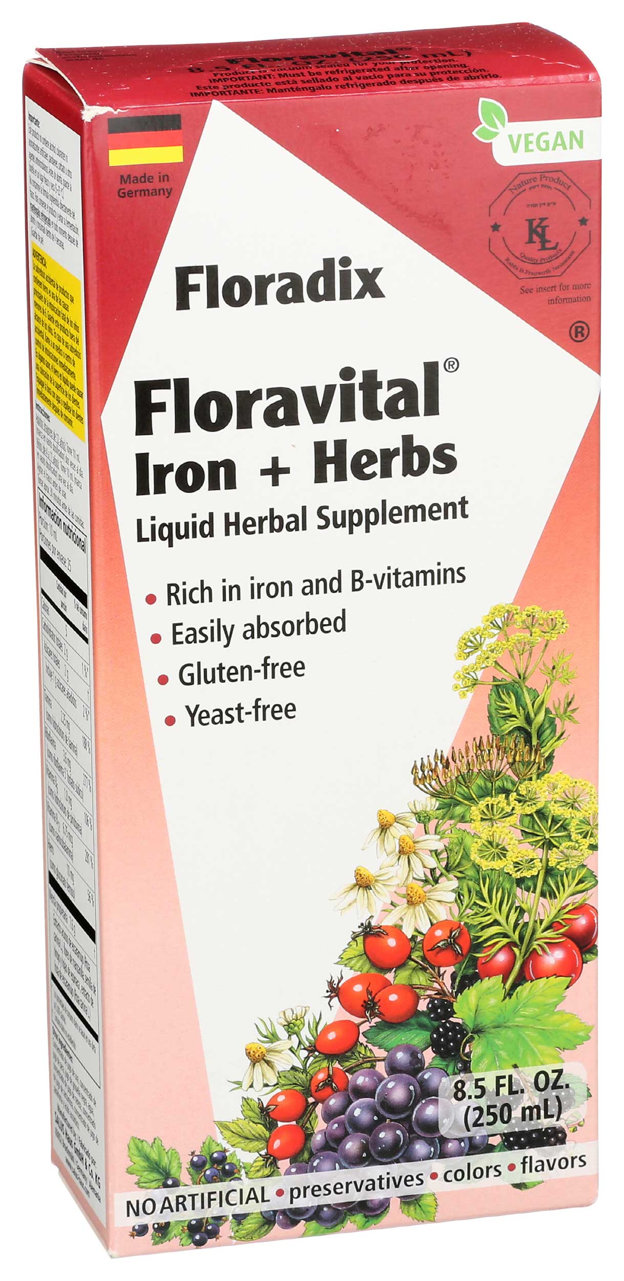 Floradix Floravital Iron Plus Herbs Liquid Herbal Supplement, 8.5 Fluid ...
