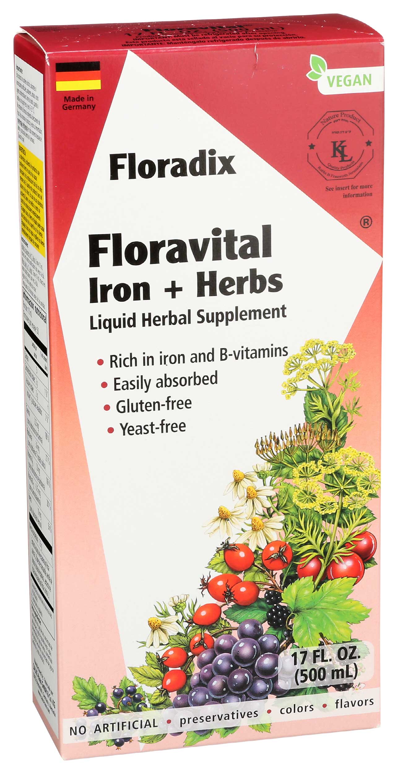 Floradix Floravital Iron Plus Herbs Liquid Herbal Supplement, 17 Fluid ...