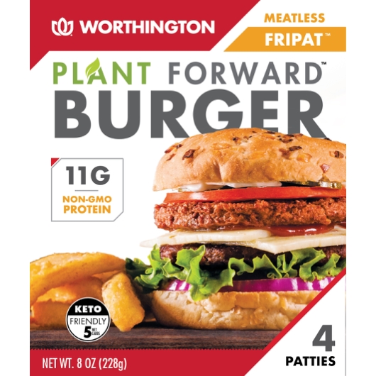 Worthington Plant Based Pre Cooked Fripat Burger, 8 Ounce -- 8 per case