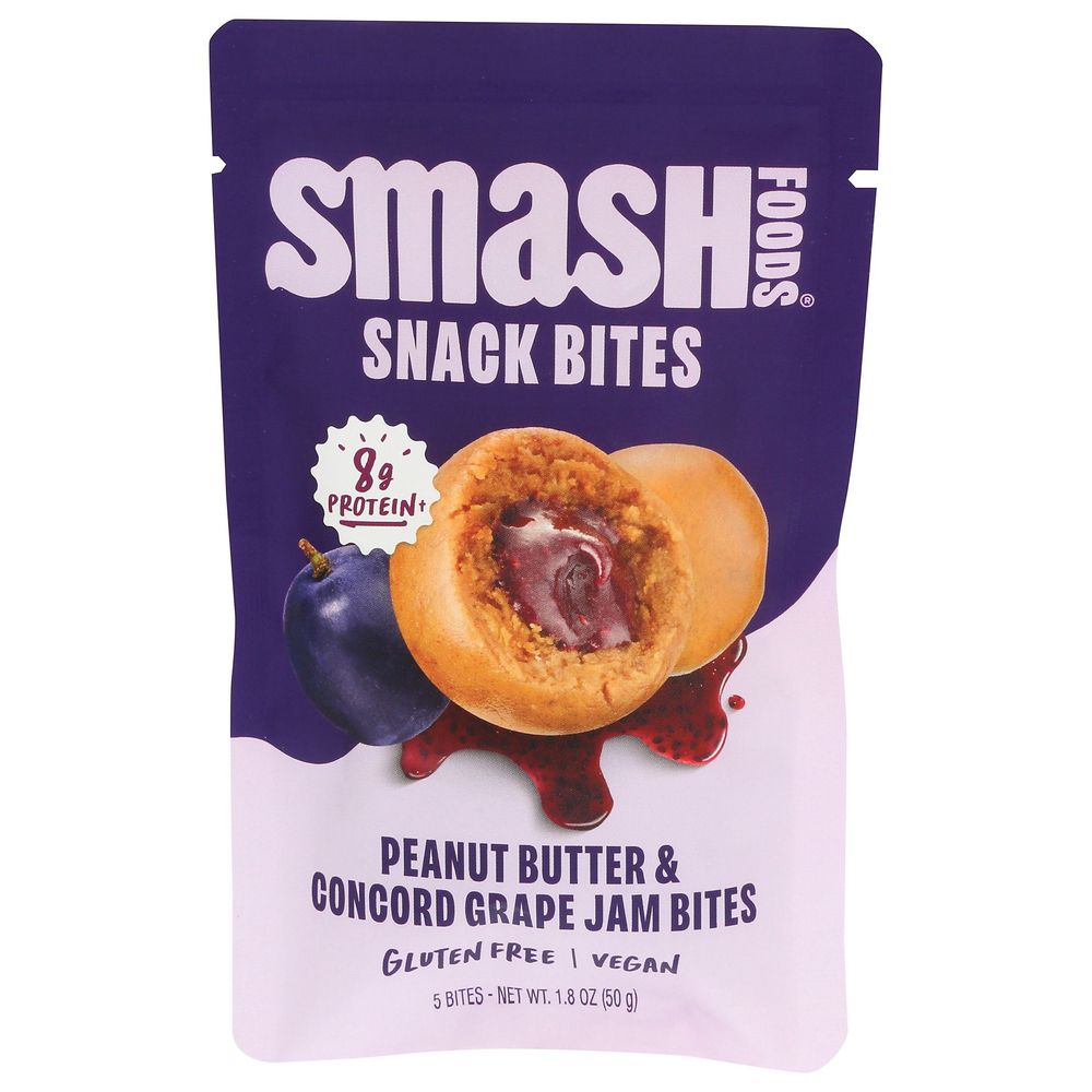 Smash Foods Peanut Butter and Concord Grape Jam Snack Bites, 1.8 Ounce ...