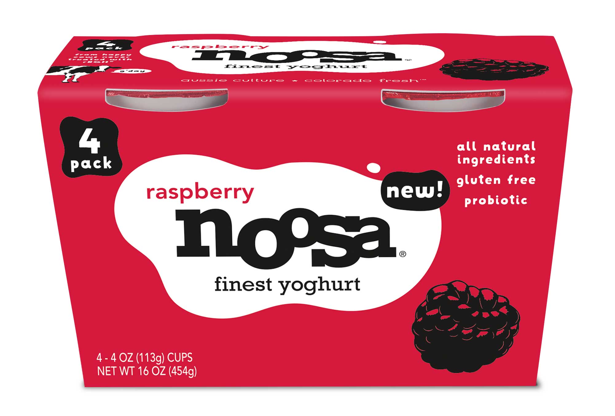 Noosa Raspberry Yoghurt, 4 Ounce -- 6 per case.