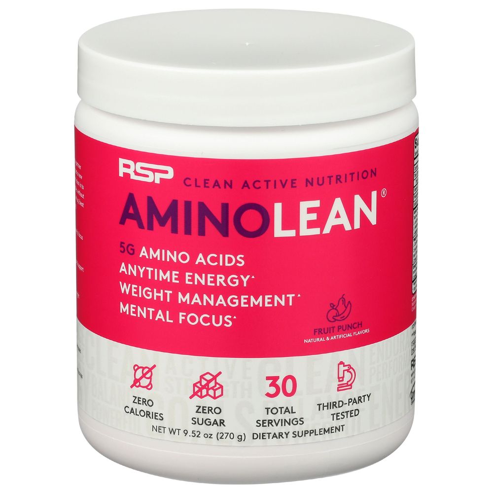 RSP AminoLean Fruit Punch Pre Workout Powder, 9.52 Ounce
