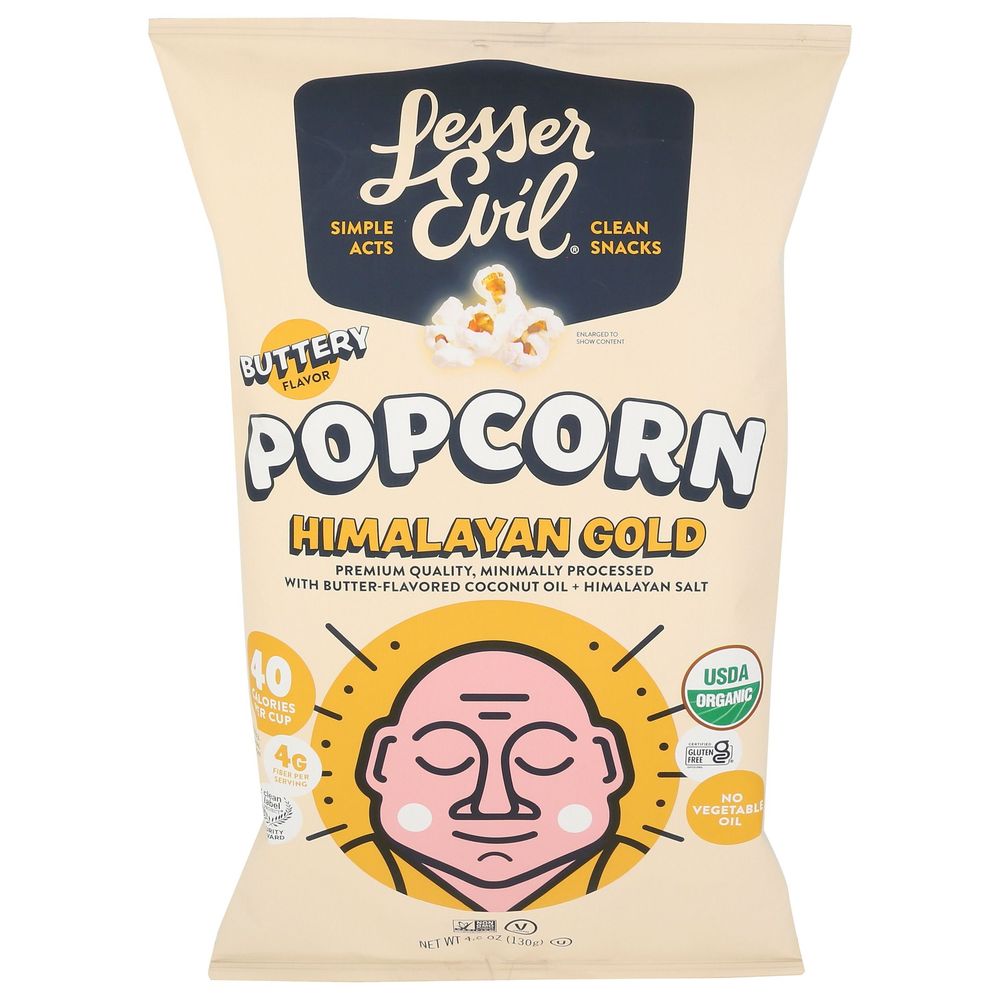 LesserEvil Organic Himalayan Gold Buttery Flavor Premium Popcorn, 4.6 ...