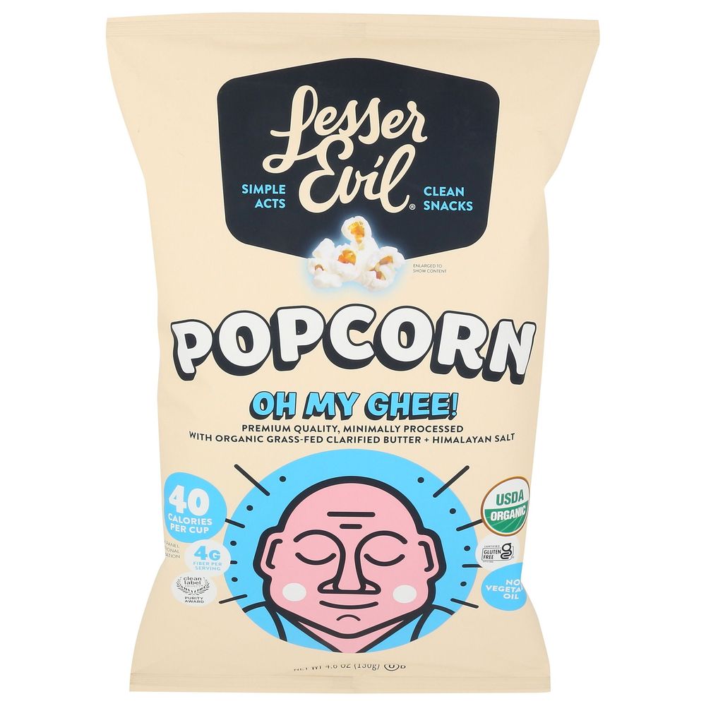 LesserEvil Oh My Ghee Organic Popcorn, 4.6 Ounce -- 12 per case