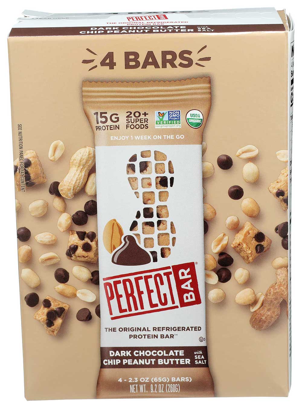 Perfect Bar Organic Dark Chocolate Chip Peanut Butter Protein Bar, 2.3 ...