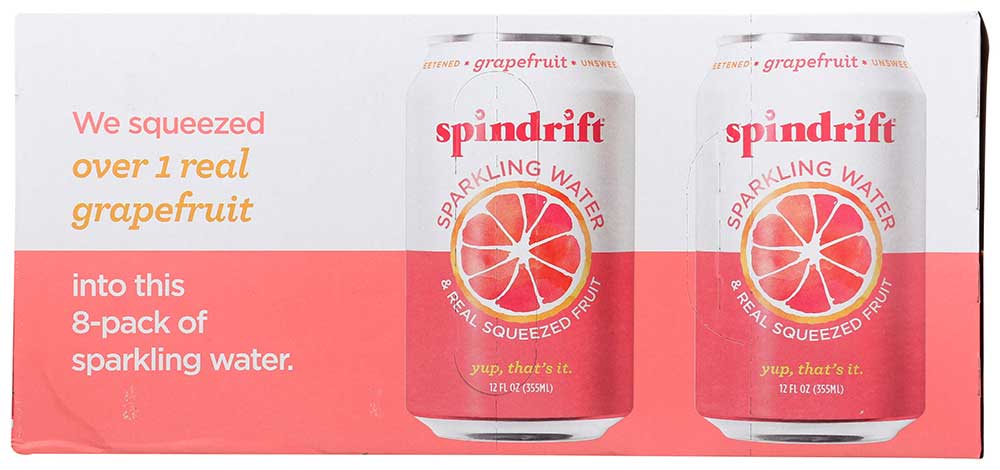 Spindrift Grapefruit Sparkling Water, 8 count per pack -- 3 per case