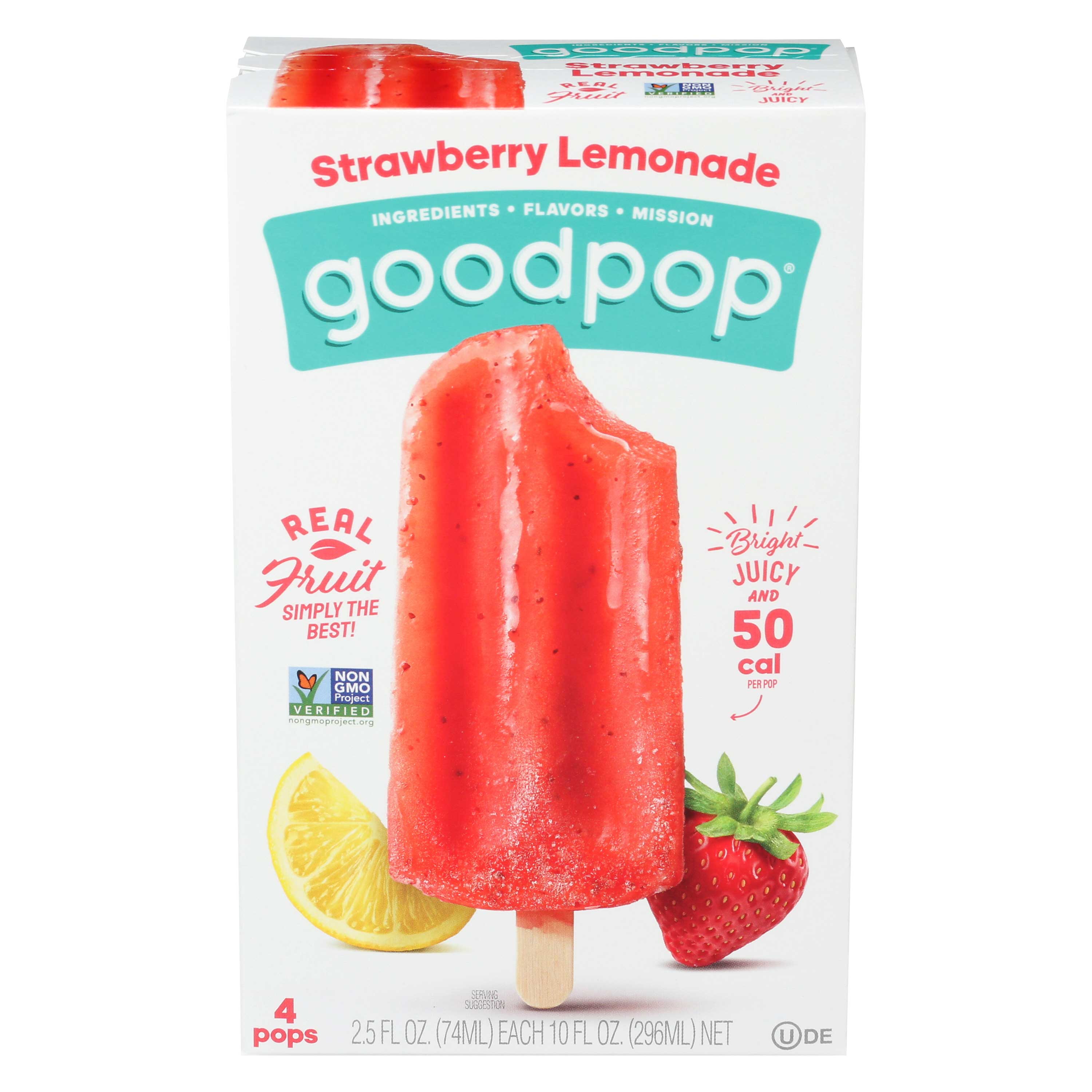 Goodpop Strawberry Lemonade Pops, 2.75 Ounce - 4 count per pack -- 8 ...