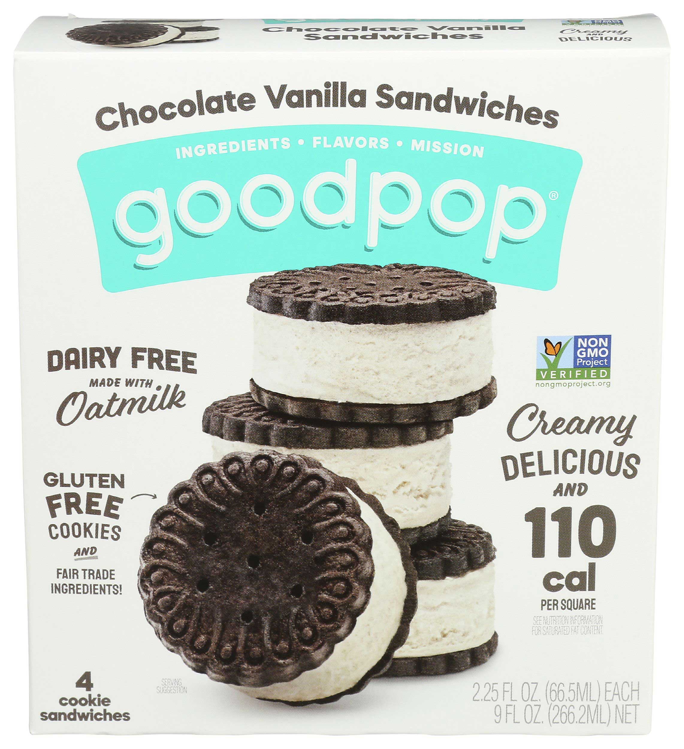 Goodpop Chocolate Vanilla Ice Cream Sandwich, 2.25 Ounce - 4 per pack ...
