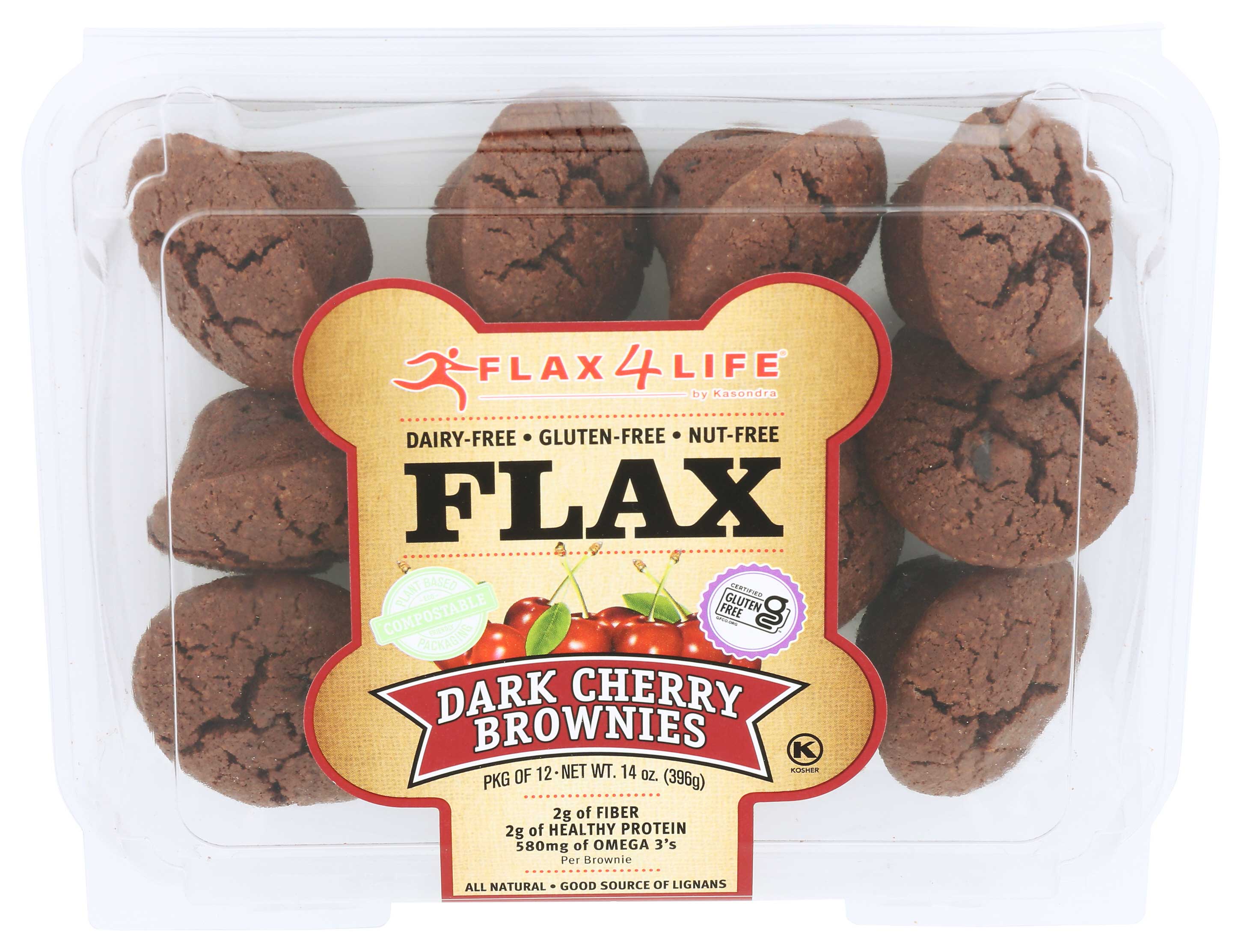 Flax4life Dark Cherry Brownie Flax Mini Muffin, 14 Ounce -- 6 per case