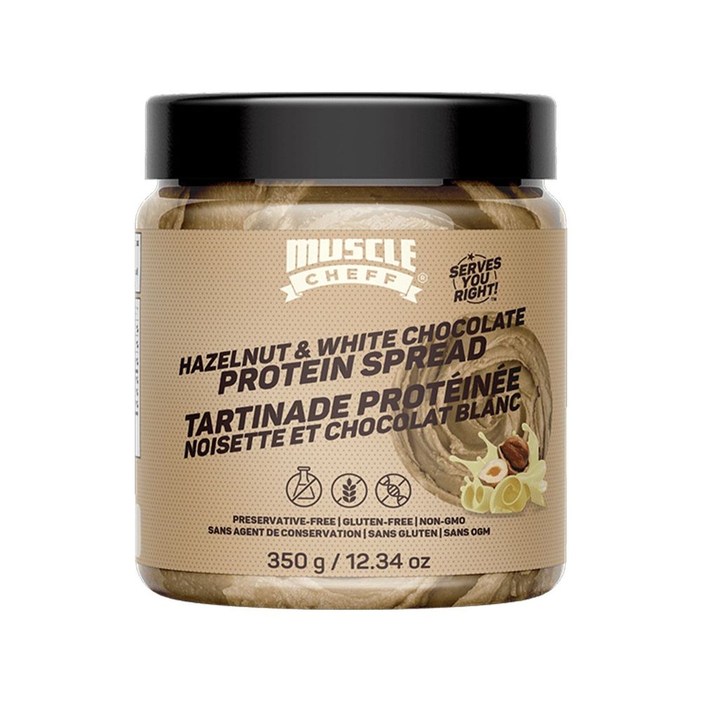 Muscle Cheff All Natural Low Sugar High Protein Hazelnut White Chocolate Protein Spread, 12 ...