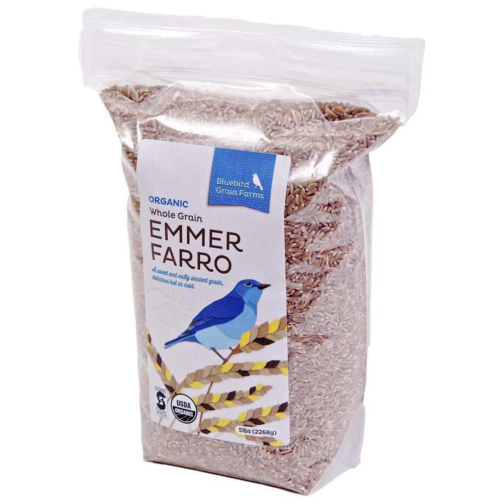 Bluebird Grain Farms Organic Whole Grain Emmer Faro, 5 Pound -- 4 per ...