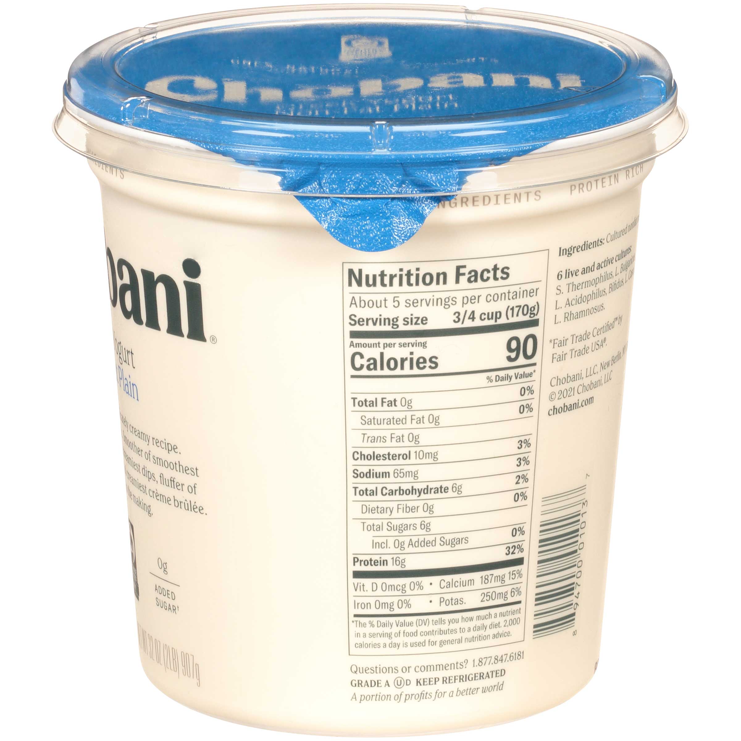 Chobani Non Fat Plain Greek Yogurt Case FoodServiceDirect