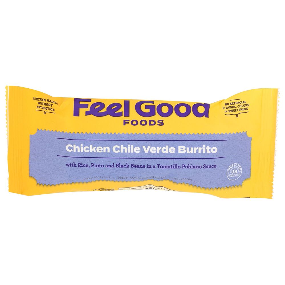 Feel Good Foods Chicken Chile Verde Burrito, 5 Ounce -- 12 per case