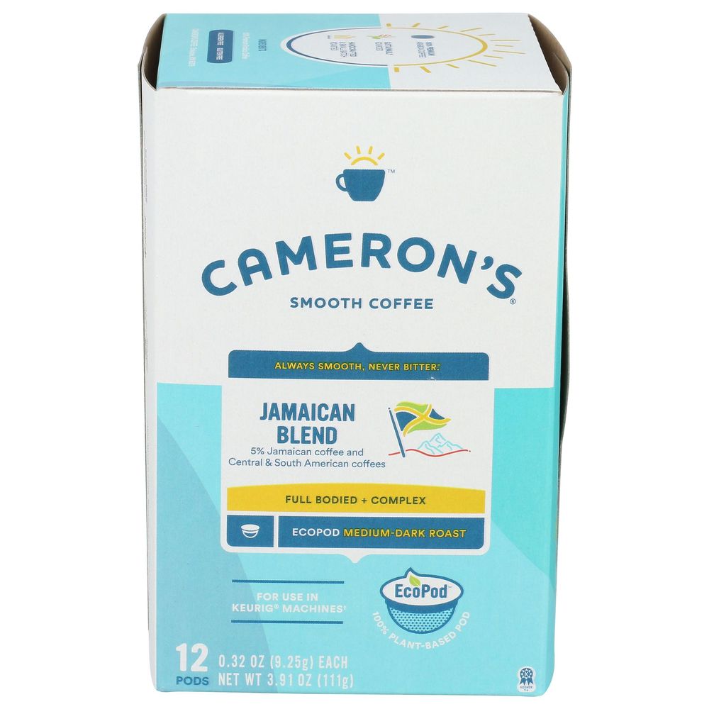 Camerons Single Serve Jamaican Blend Medium Dark Roast Coffee EcoPods, 3.91 Ounce -- 6 per case