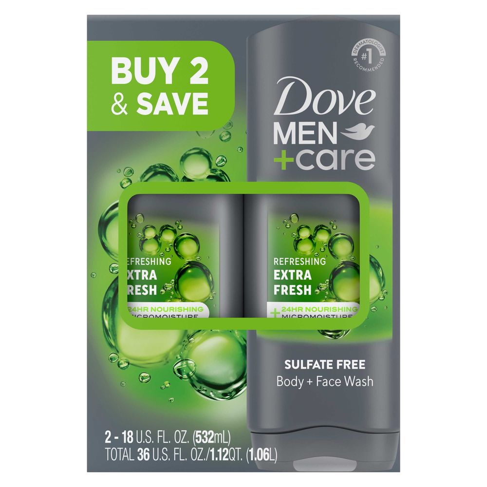 Dove Men Extra Fresh Body Wash, 18 Ounce -- 4 per case