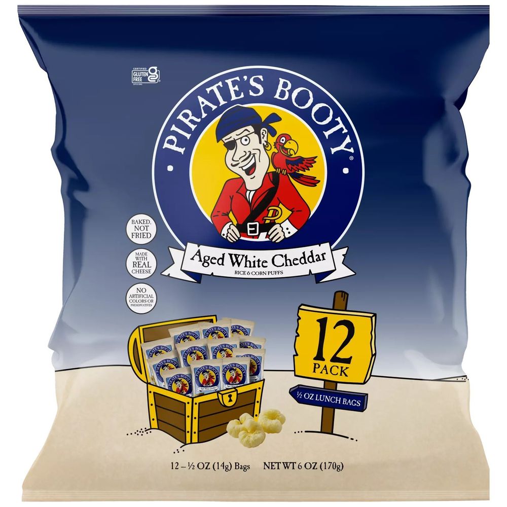 Pirates Booty Aged White Cheddar Rice and Corn Puffs, 6 Ounce -- 12 per ...